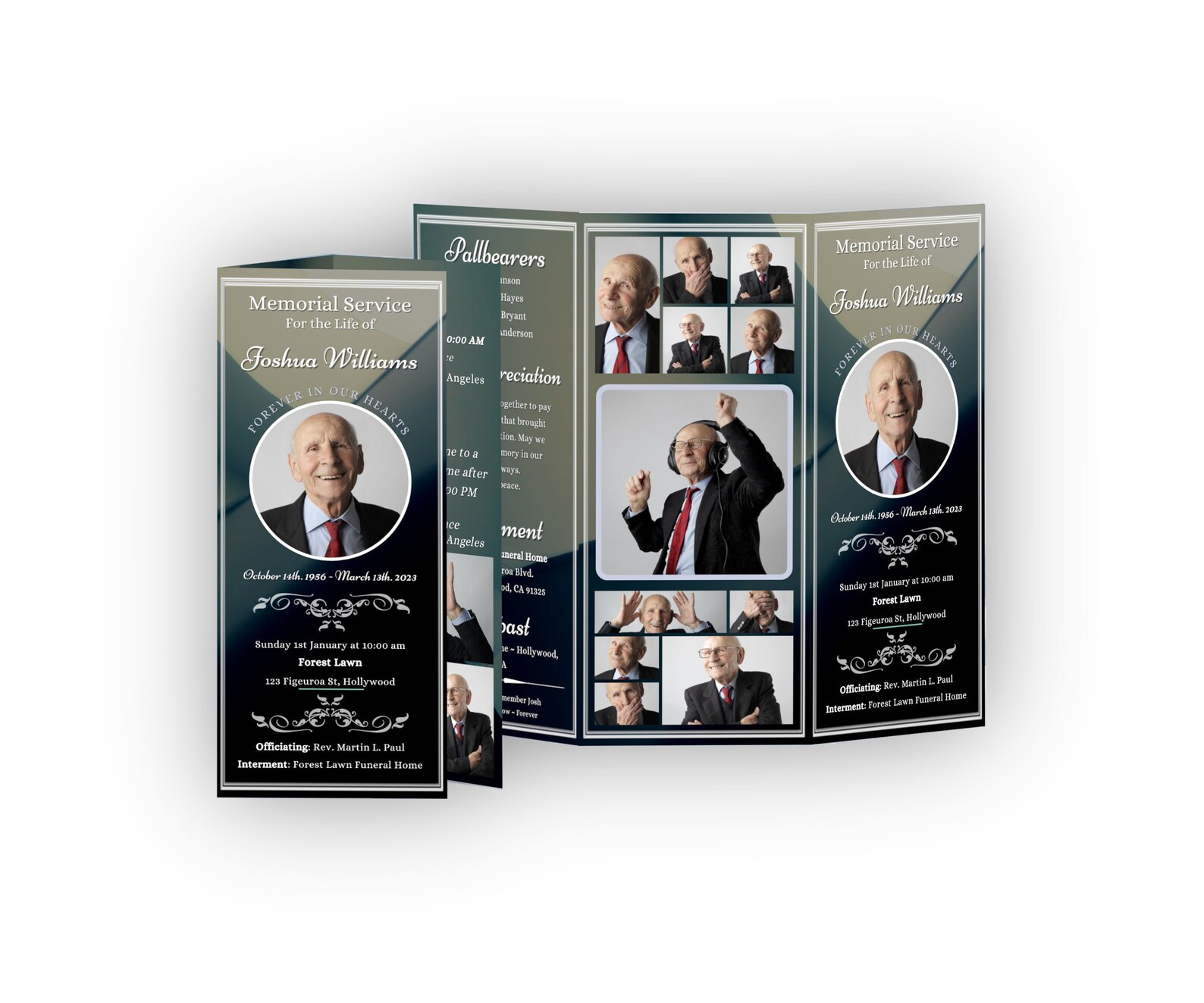 Funeral Tri-fold Brochure Program Template Abstract Design, Instant ...
