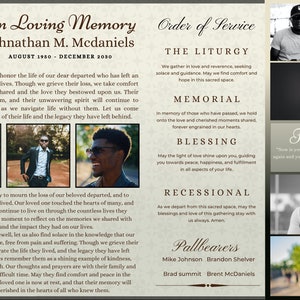 Funeral Obituary Program Brochure - Folds in Half - Fully Customizable ...