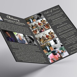 Magazine Style Funeral Program Template | 4 Page Booklet | Obituary and ...