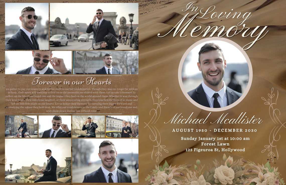 Personalized Funeral Program Template Editable Canva - Etsy