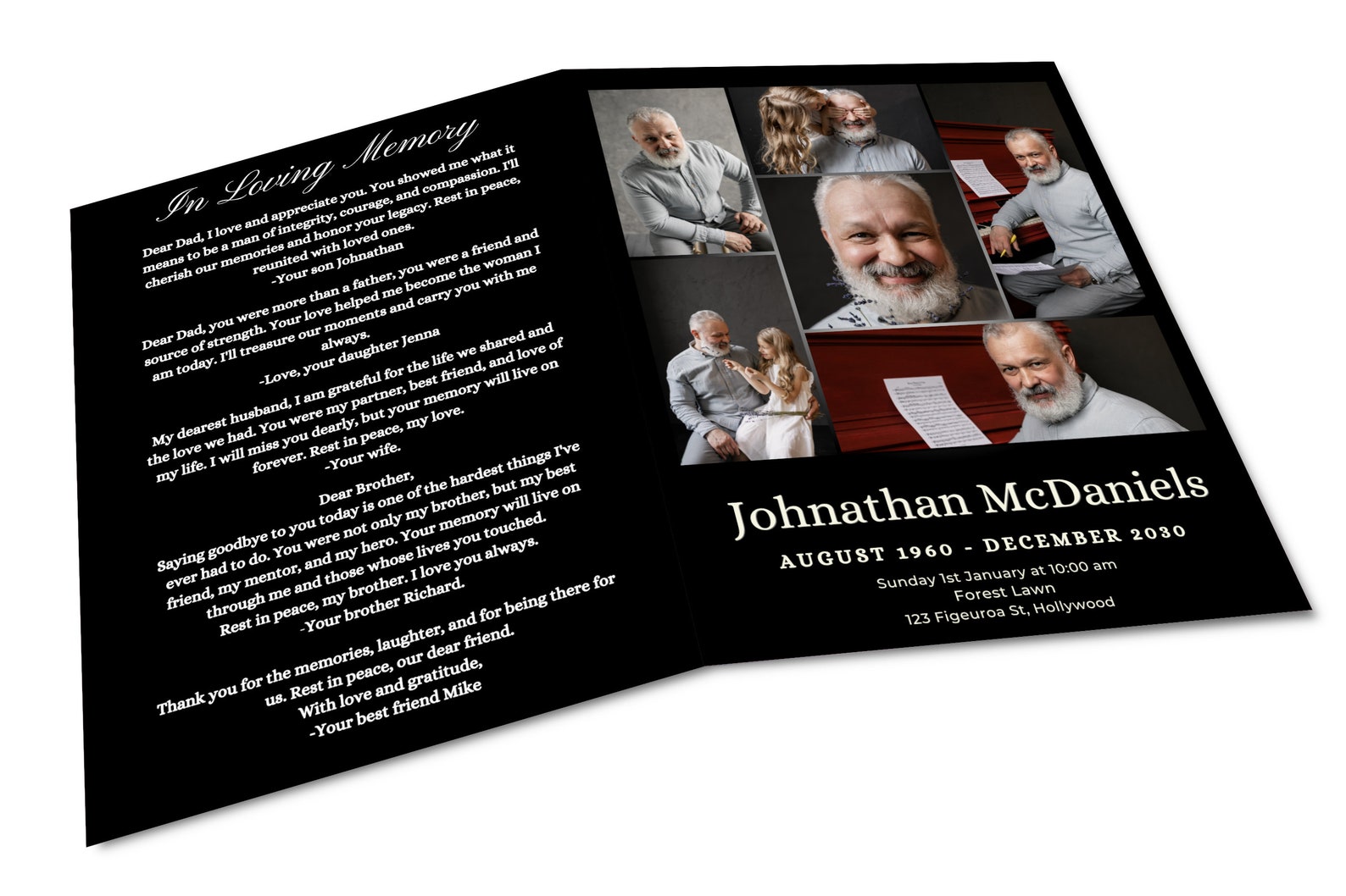 Editable Funeral Program Brochure Template | 4 Pages | Canva Compatible ...