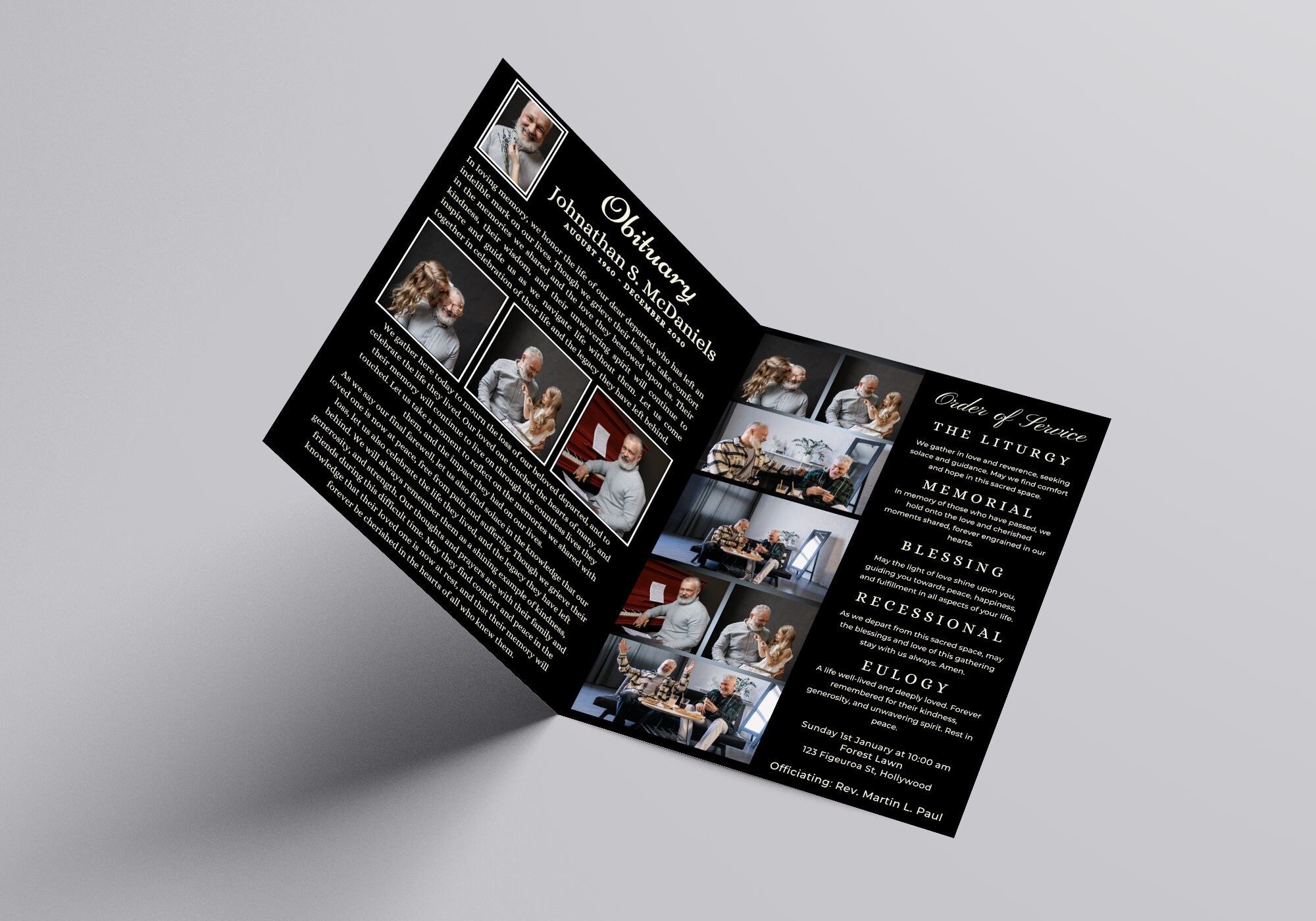 Editable Funeral Program Brochure Template | 4 Pages | Canva Compatible ...