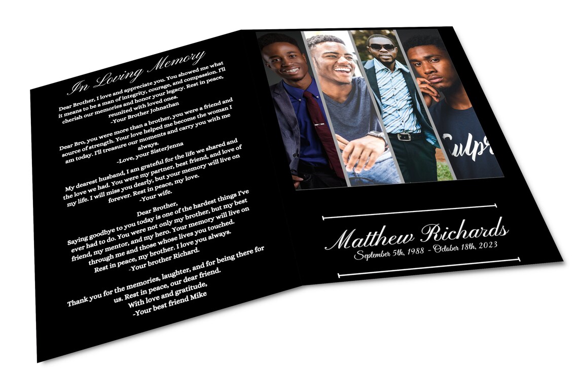 Funeral Program Template Brochure Modern Design Fully Self Edit With ...