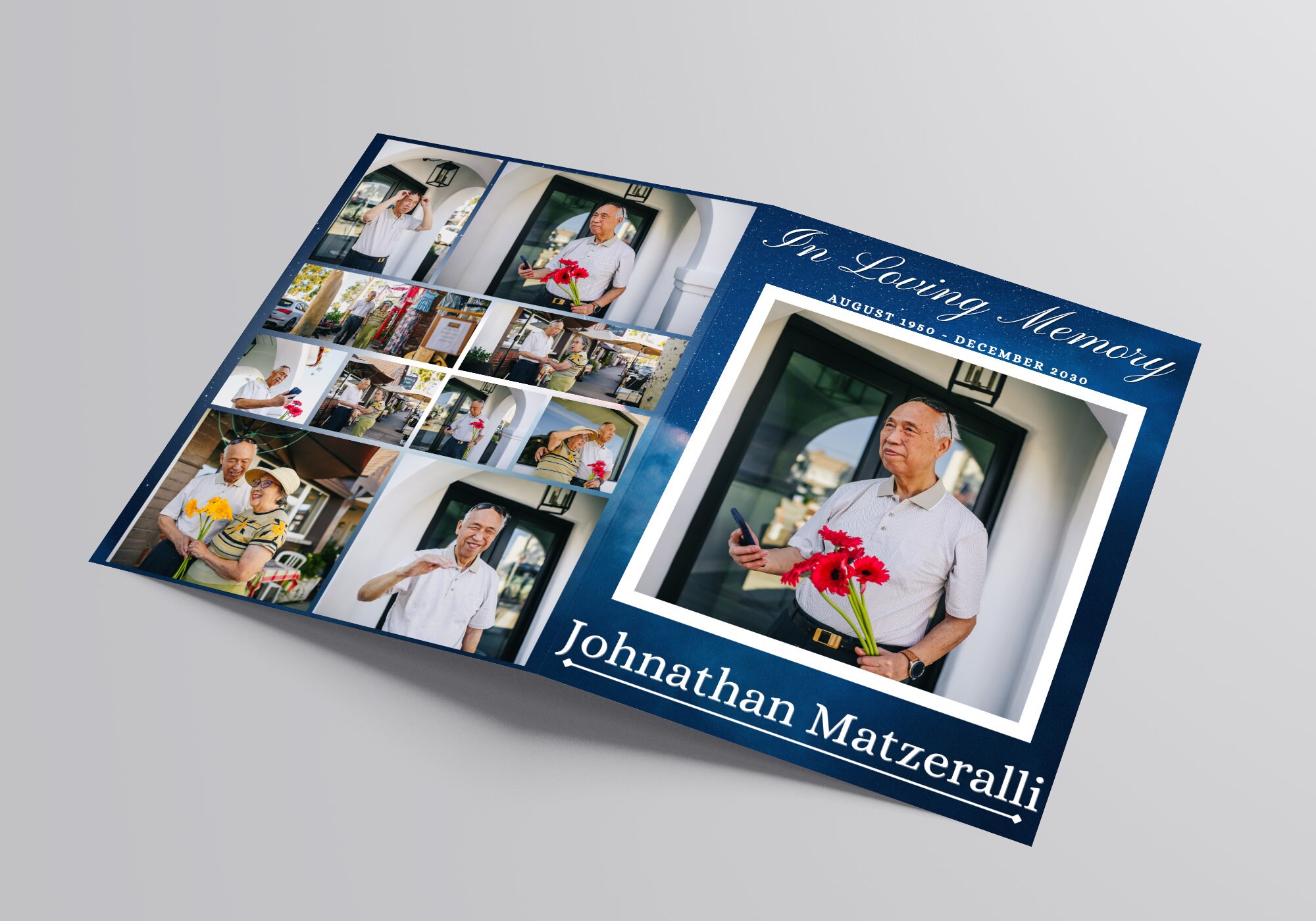 Funeral Program Bi-fold Brochure -night Sky Obituary Template Design ...