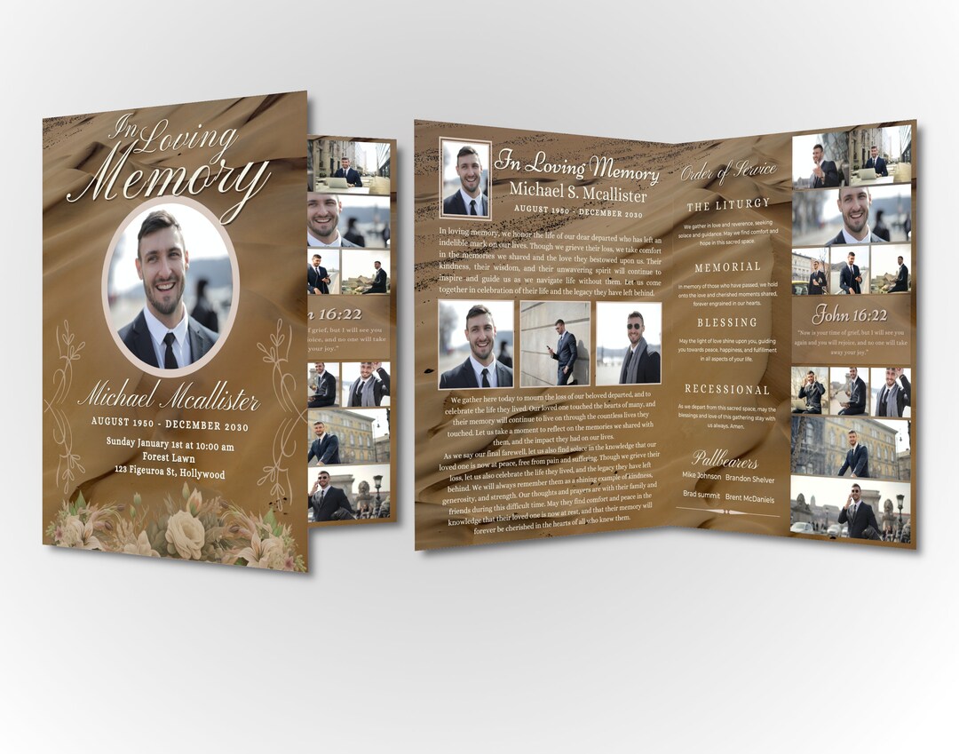 Personalized Funeral Program Template | Editable | Canva Compatible ...