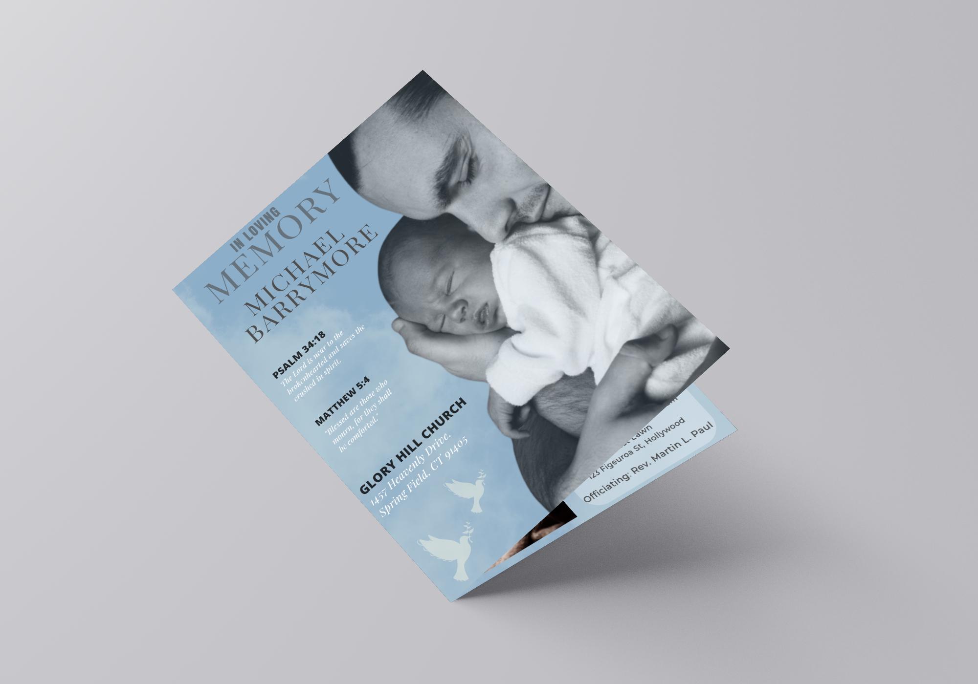 Baby Boy Funeral Program Template | 4 Page Booklet | Photo Gallery ...