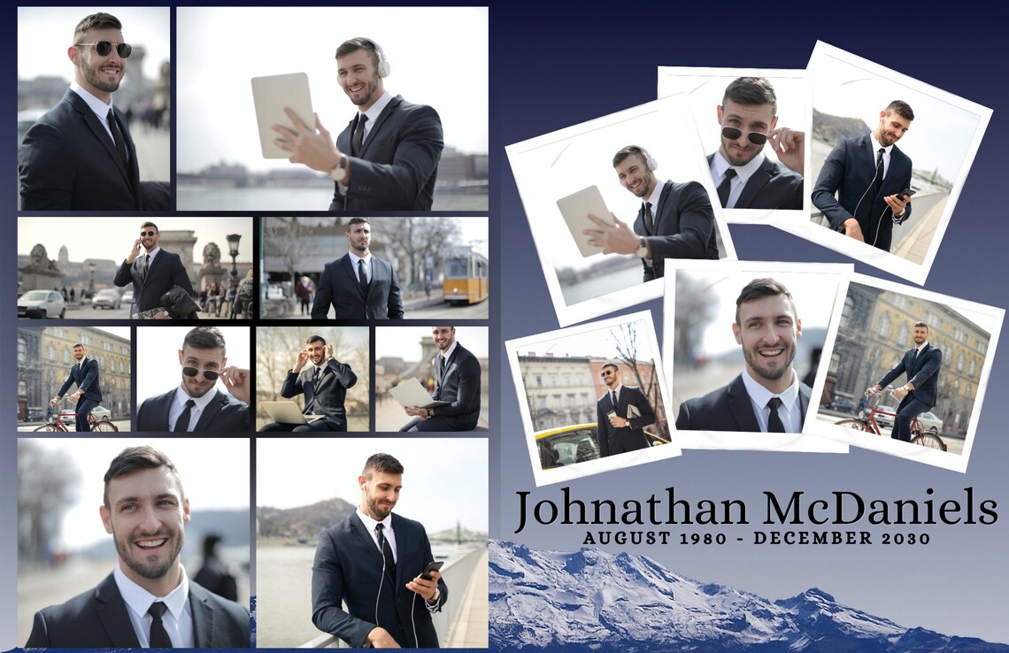 Personalized Funeral Program With Photo Collage 4 Pages Editable Canva ...