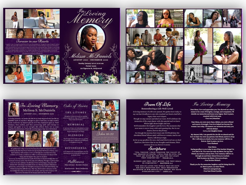 8 Page Funeral Program Template Booklet | Photo Gallery - Order of ...