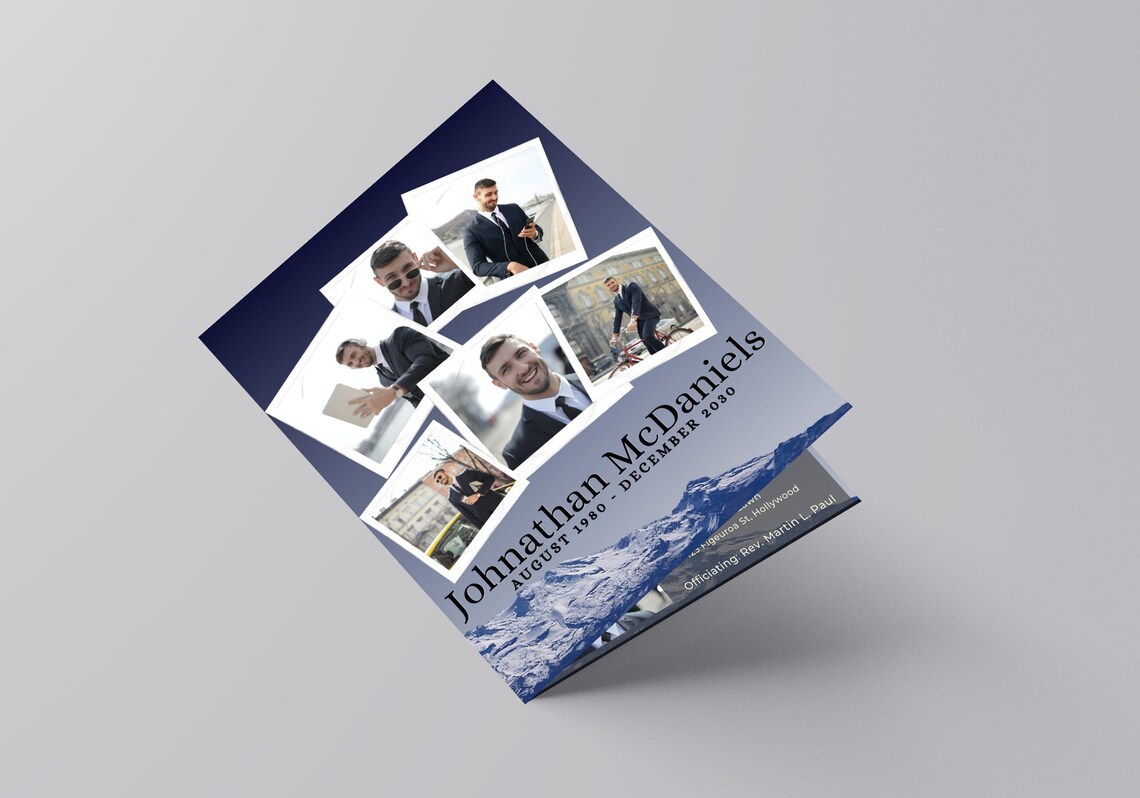 Personalized Funeral Program With Photo Collage 4 Pages Editable Canva ...