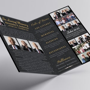 Elegant Funeral Obituary Program Brochure Template - Self Edit Design ...