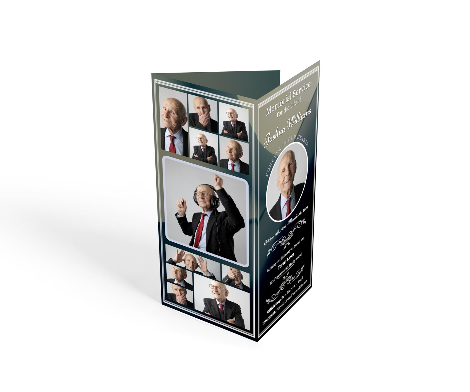 Funeral Tri-fold Brochure Program Template Abstract Design, Instant ...