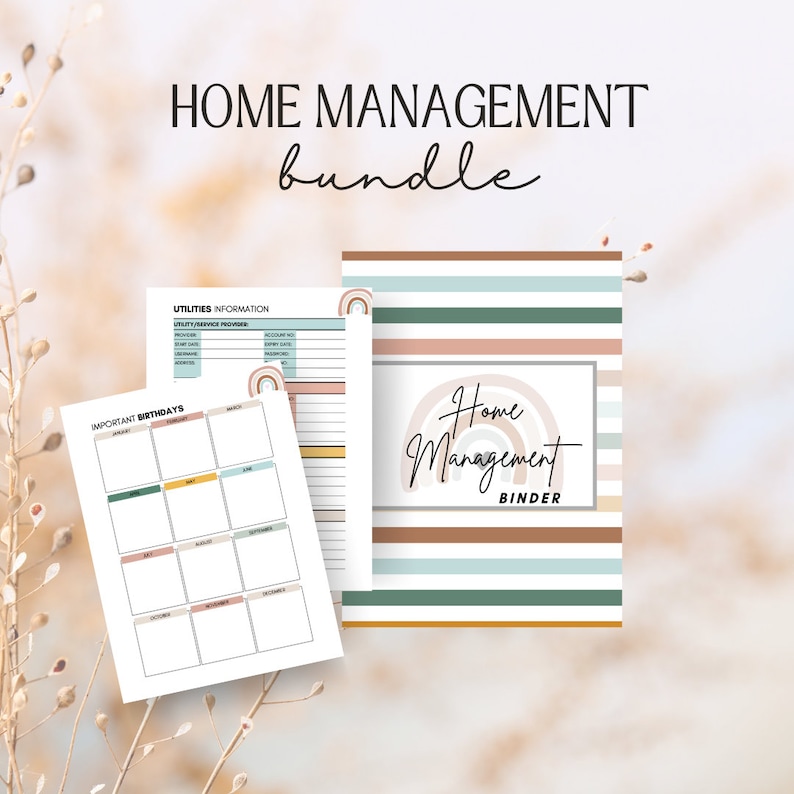 Home Management Printable Bundle - 16 Pages for Important Dates ...