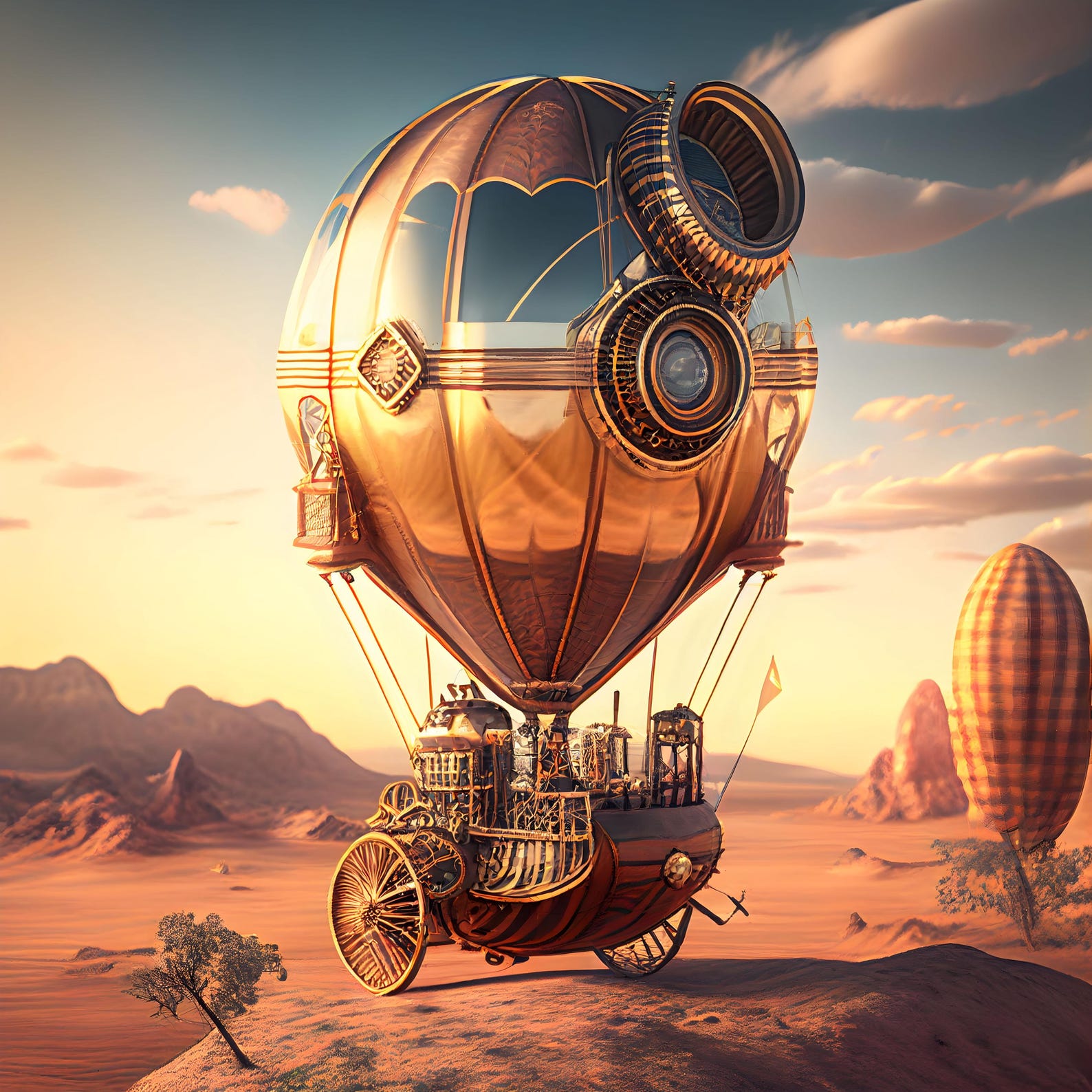 Desert Steampunk Ascent ~digital Download~ Hot Air Balloon, One of a ...