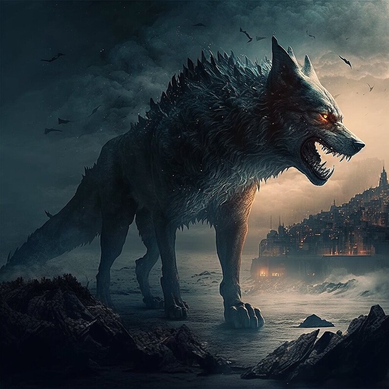 The Fenris Wolf Norse Mythology Wolf Wall Art Poster - Etsy
