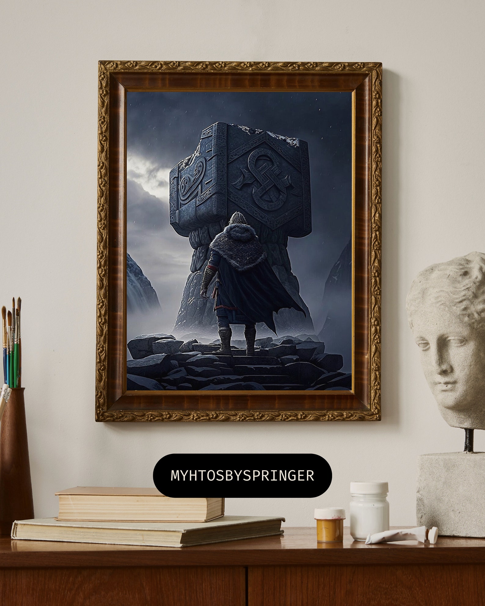 Norse God Thor Traveling Norse Mythology Vikings Mural Poster - Etsy