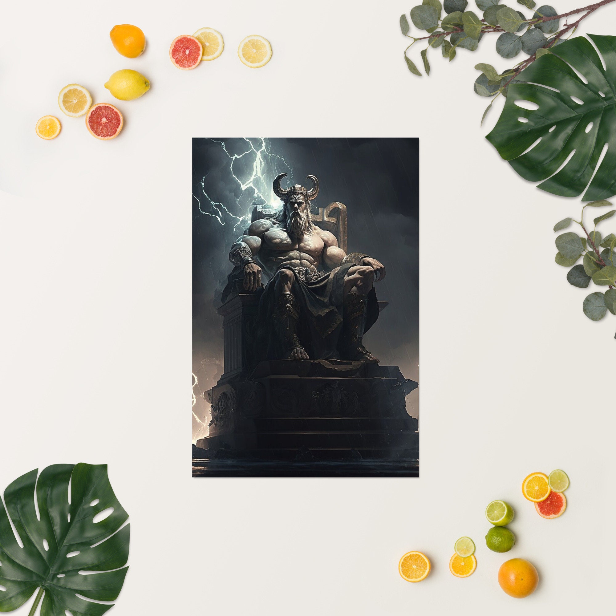 Greek God Zeus, Enthroned in Mount Olympus, Greek Mythology, Mural, God ...