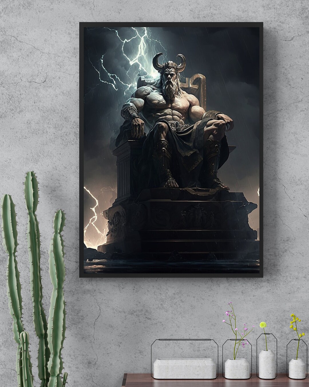 Greek God Zeus, Enthroned in Mount Olympus, Greek Mythology, Mural, God ...