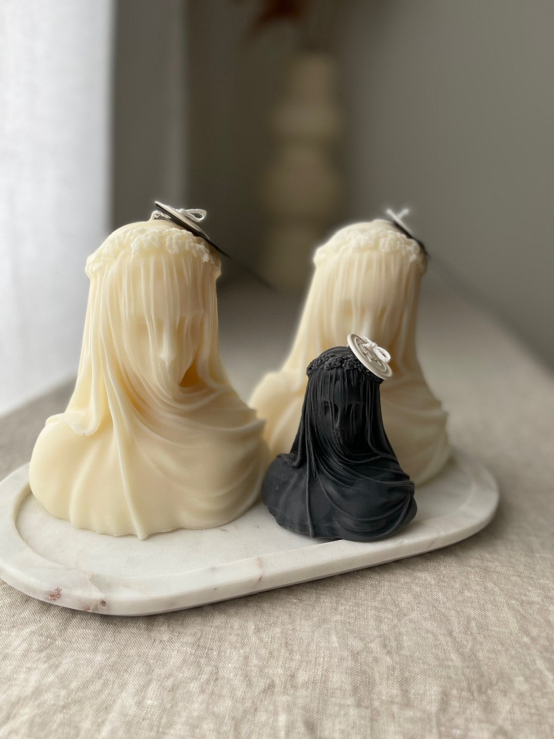 Aesthetic Veiled Lady Candle, Cool Bust Candle, Candle, Veiled Lady ...