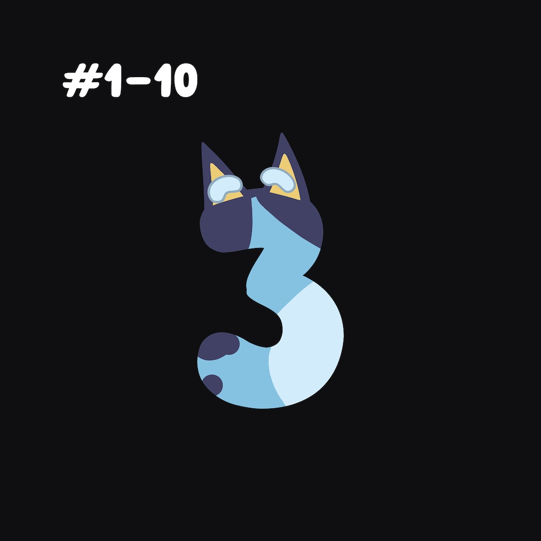 Bluey Numbers Png Instant Downloads: Birthday Cards Cake - Etsy
