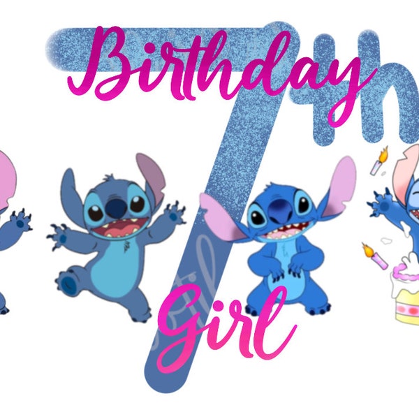 Stitch & Girl 7th Birthday Svg - Etsy