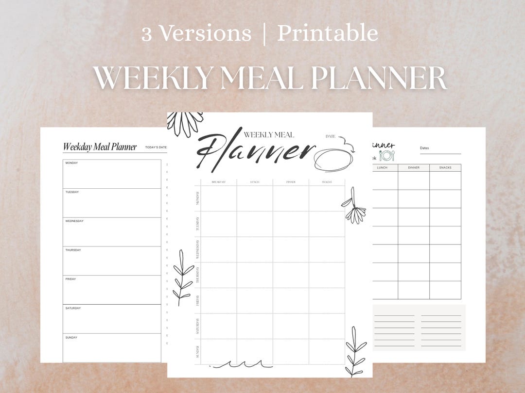 Weekly Meal Planner| Printable Template| Food Planner| A4/a5/letter ...