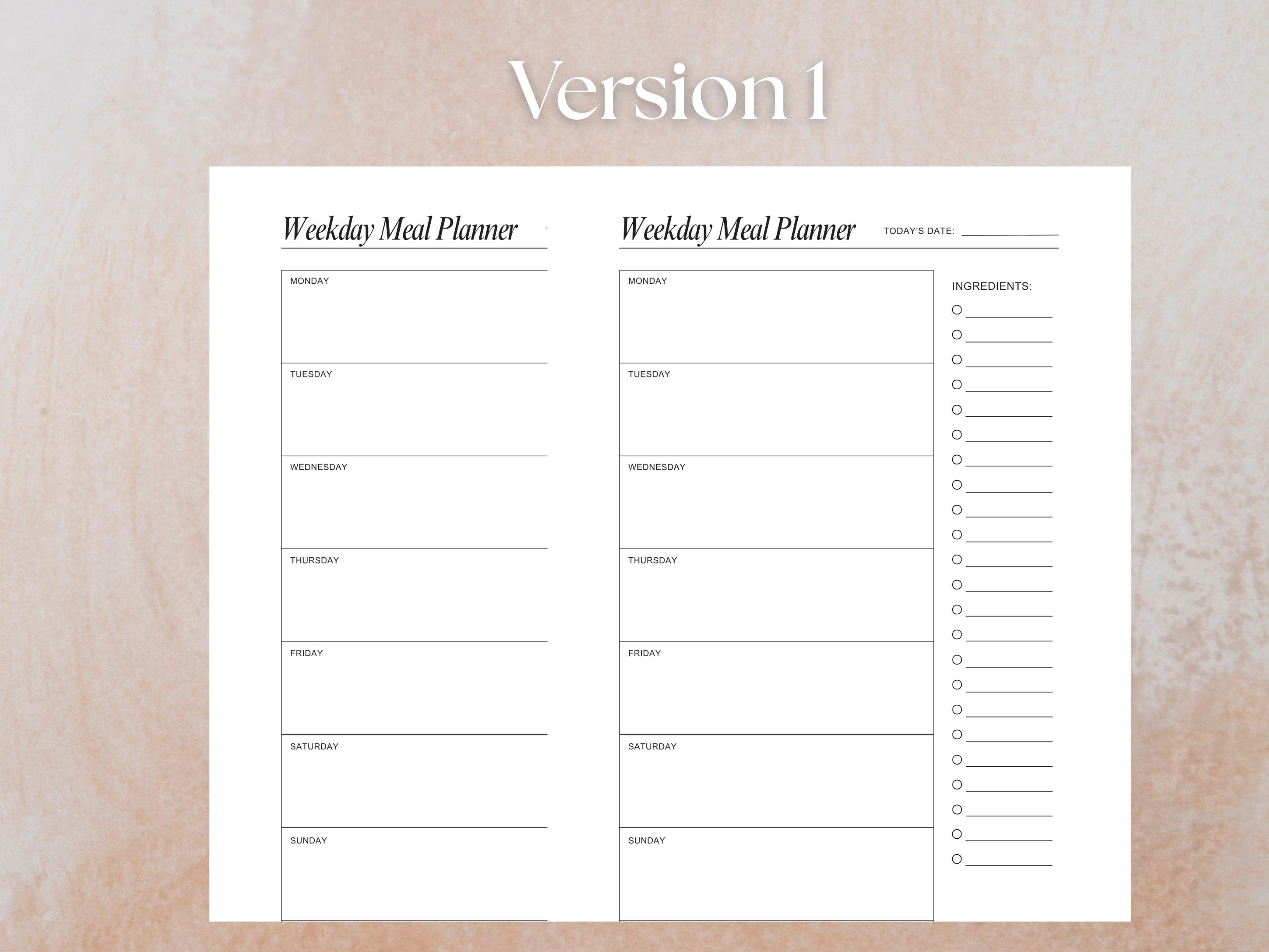 Weekly Meal Planner| Printable Template| Food Planner| A4/a5/letter ...