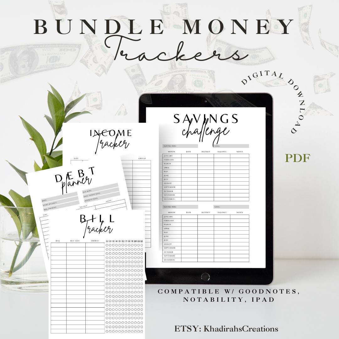 Printable Budget Planner | Income Tracker, Savings Challenge, Bill ...