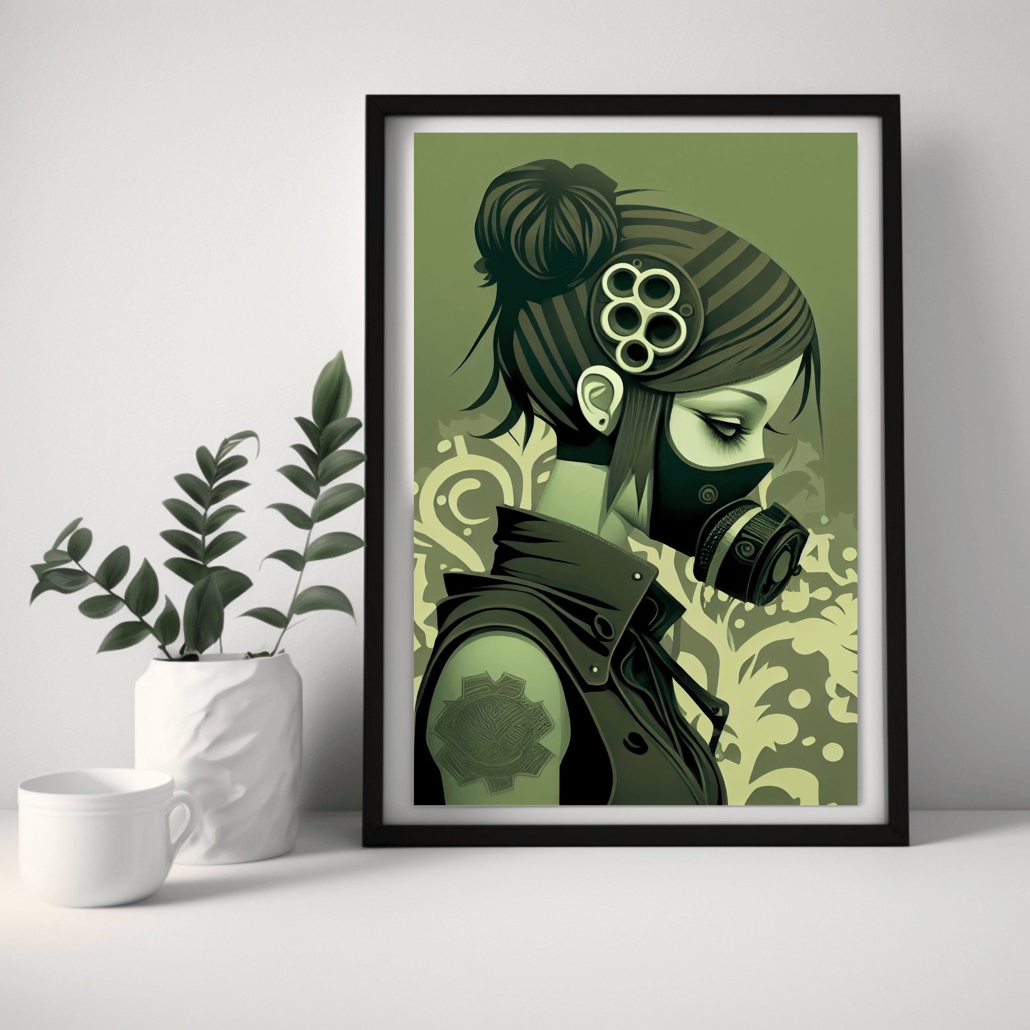 Woman in Gas Mask Wall Art, Wall Art Digital Download, Wall Art ...