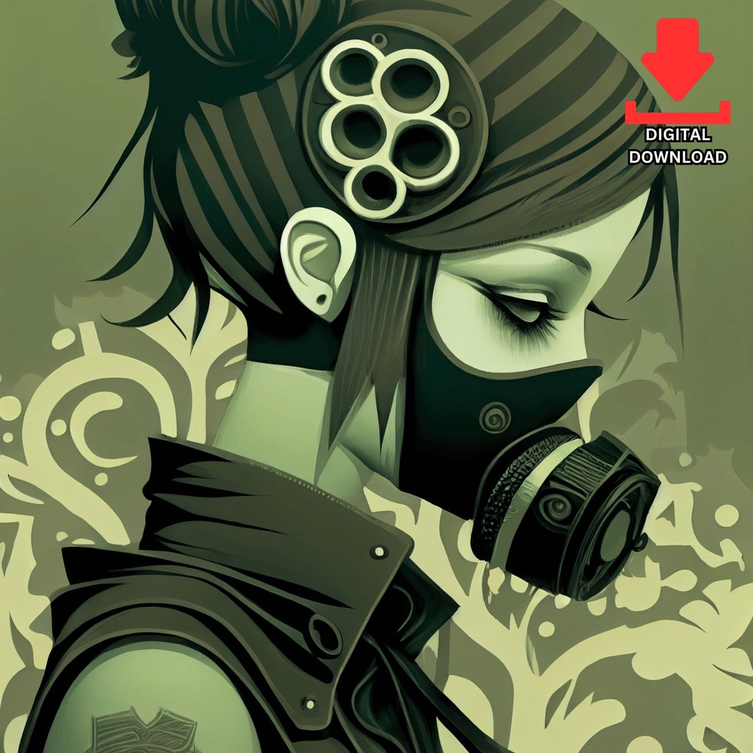 Woman in Gas Mask Wall Art, Wall Art Digital Download, Wall Art ...