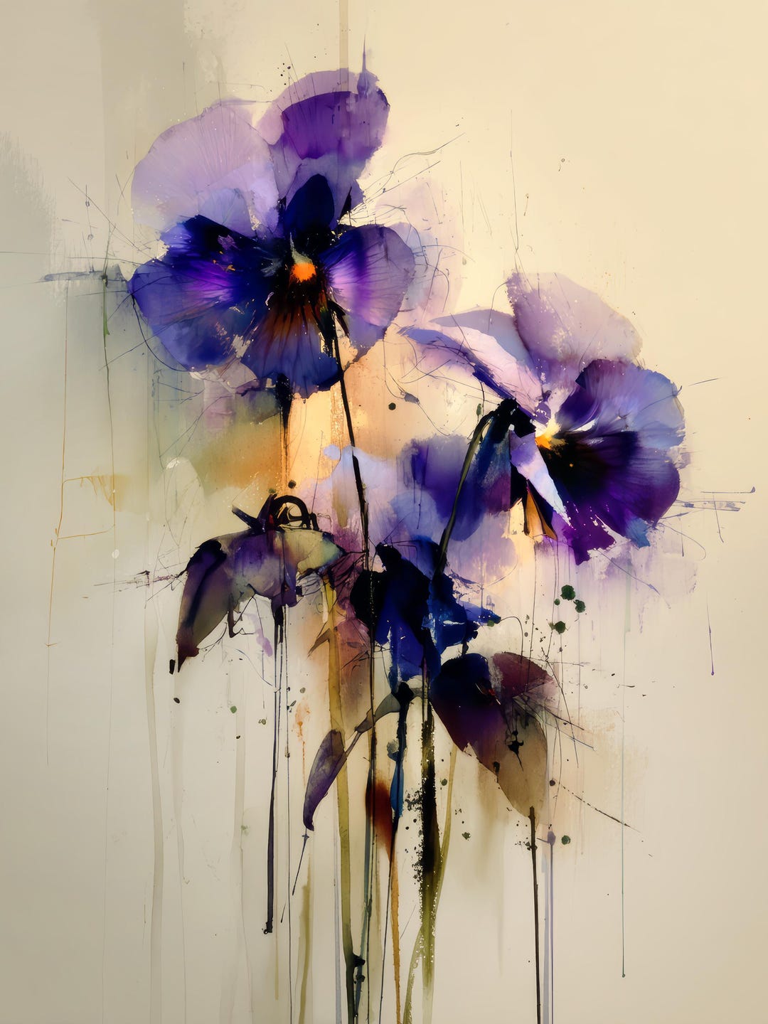 Violet Flower Watercolor #1 Art, Printable Wildflower Wall Art, Violets ...