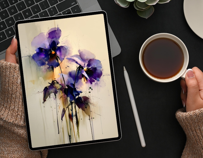 Violet Flower Watercolor #1 Art, Printable Wildflower Wall Art, Violets ...