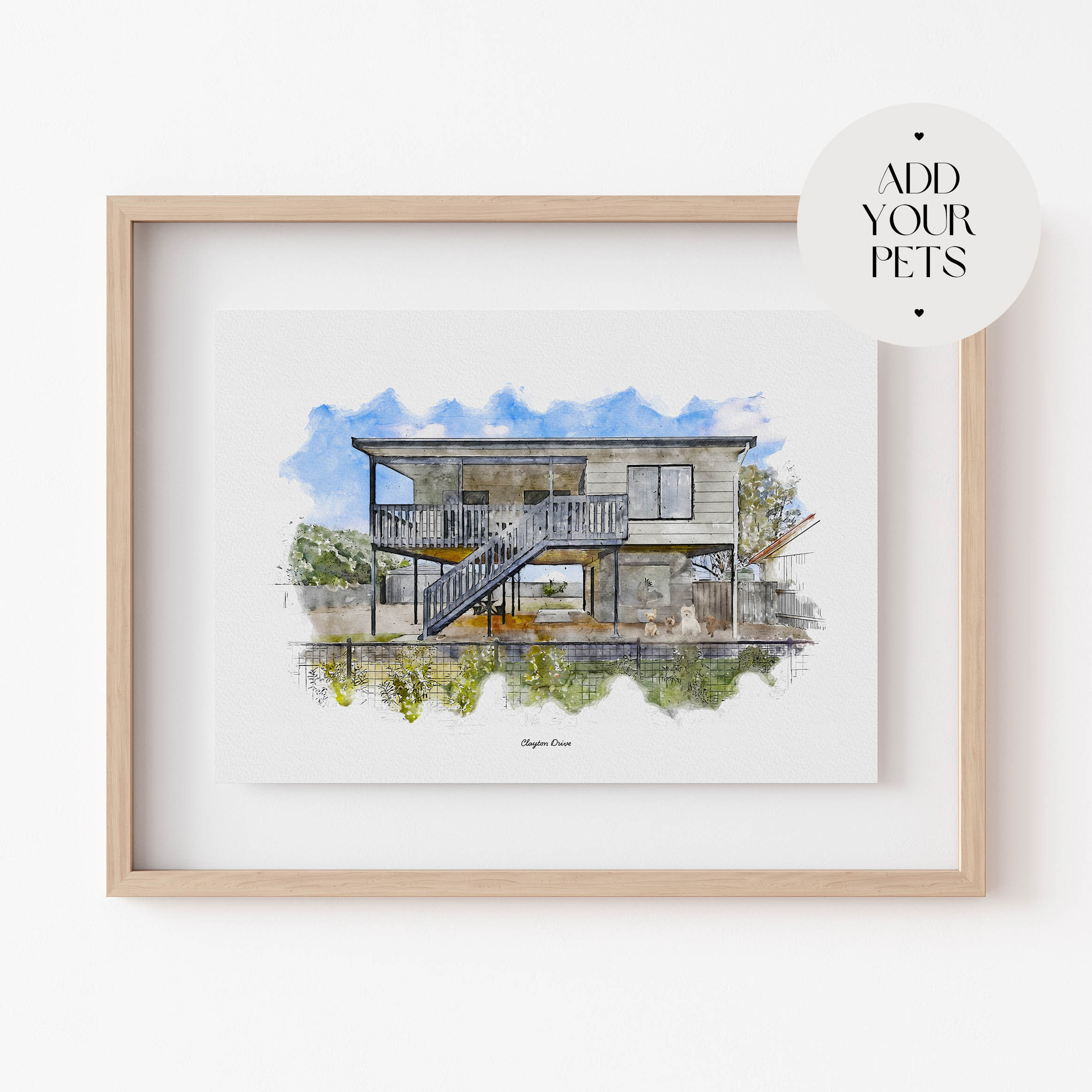 Minimalist Watercolour Sketch of Your Home, Personalized Digital House ...