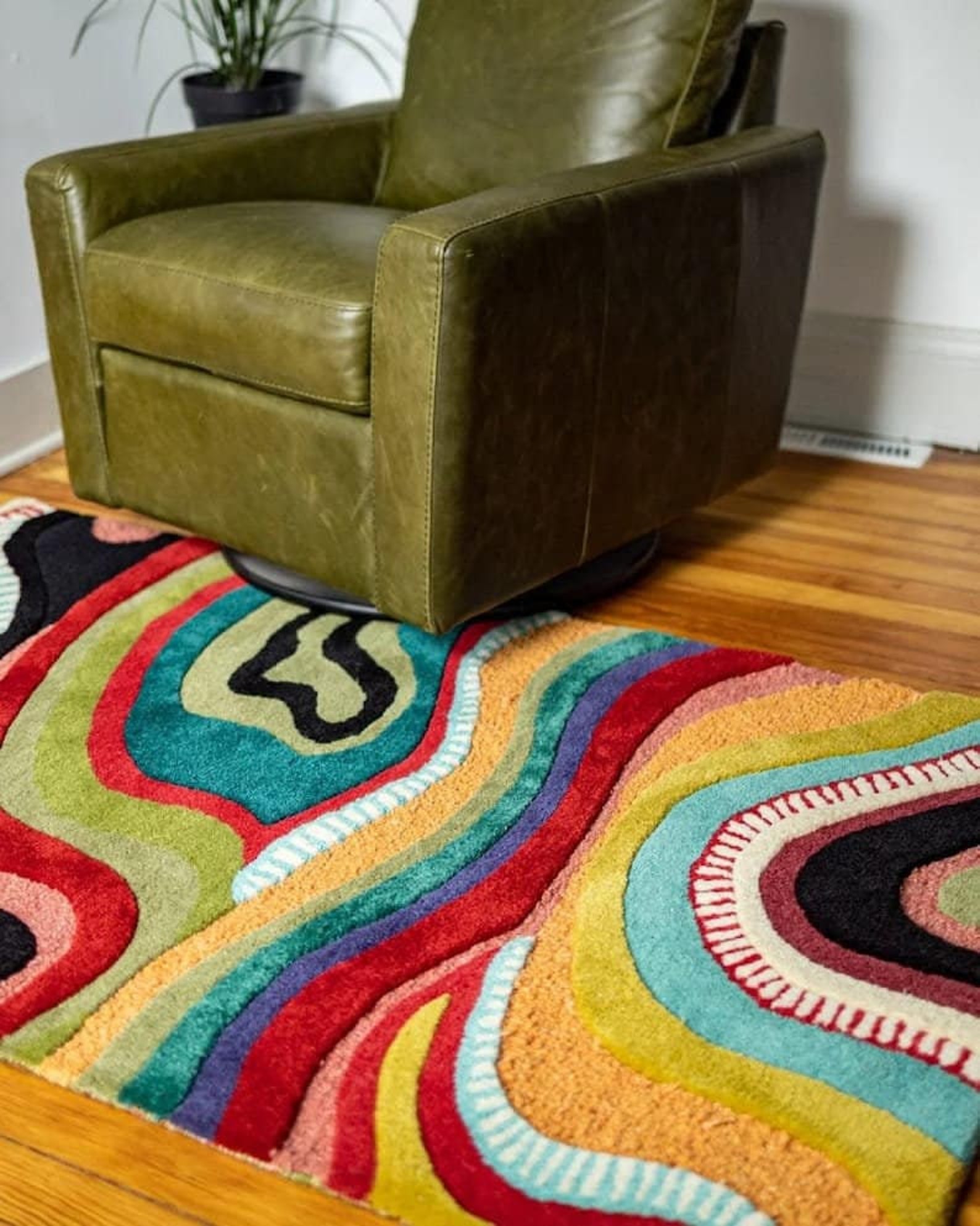 Colorful River Rug Vibrant Hand-tufted Wool Area Rug for Aesthetic ...