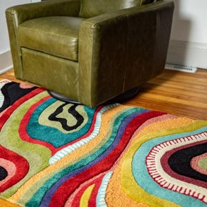 Colorful River Rug Vibrant Hand-tufted Wool Area Rug for Aesthetic ...