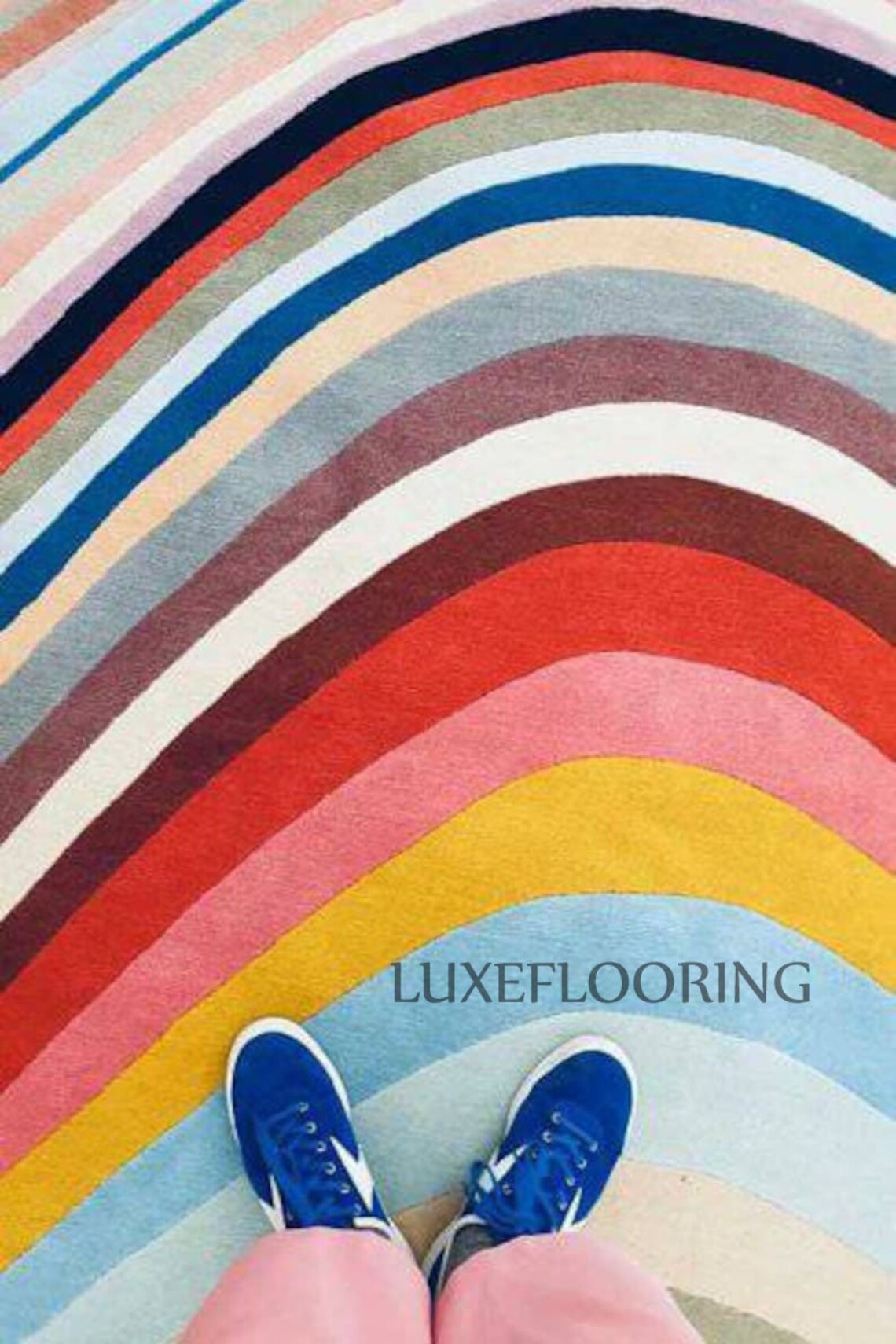 Rainbow Colored Modern Style Hand Tufted Multi Stripe Rug Handmade ...