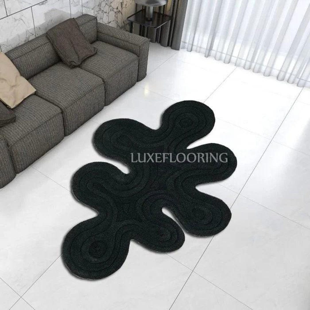 Hand-tufted Amoeba Shaped Black/purple/blue/brown/pink/green/gold ...
