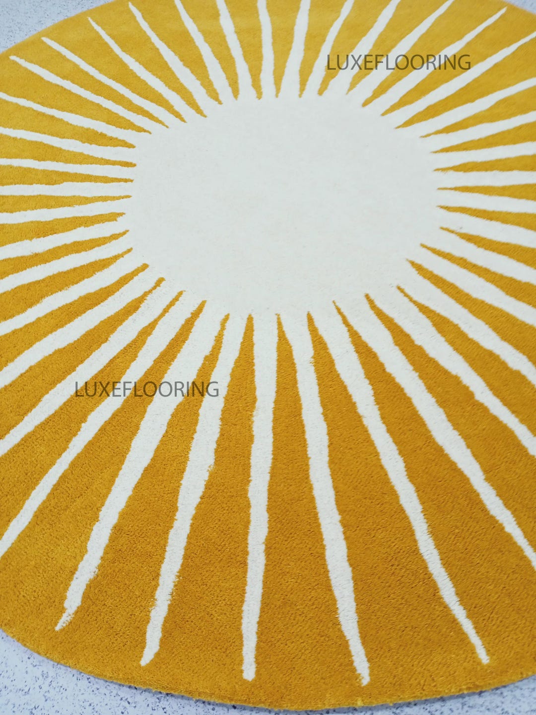 Sun Round Spike Wool Rug – 100% Wool Area Carpet for Hall, Kitchen ...