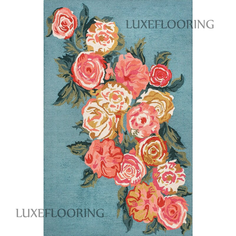 Pink Floral Rug - Etsy