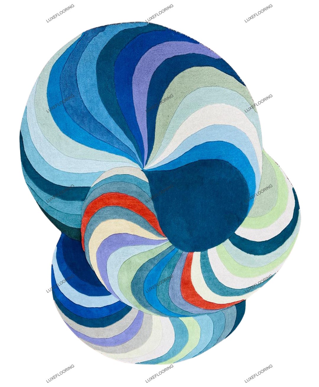 Triple Slinkie Spiral Rug – Handmade Hand-tufted Wool High-low Pile ...