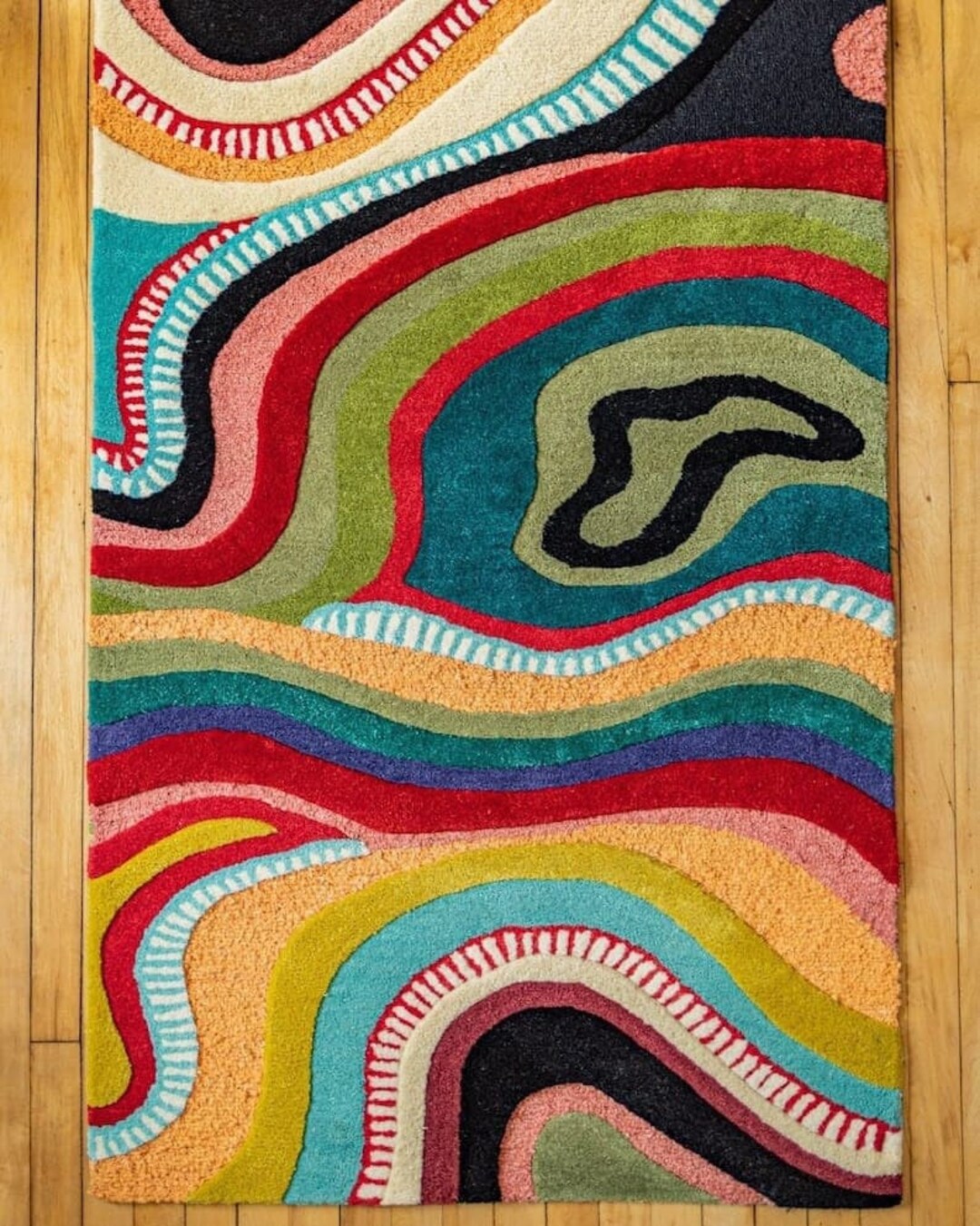 Colorful River Rug Vibrant Hand-tufted Wool Area Rug for Aesthetic ...