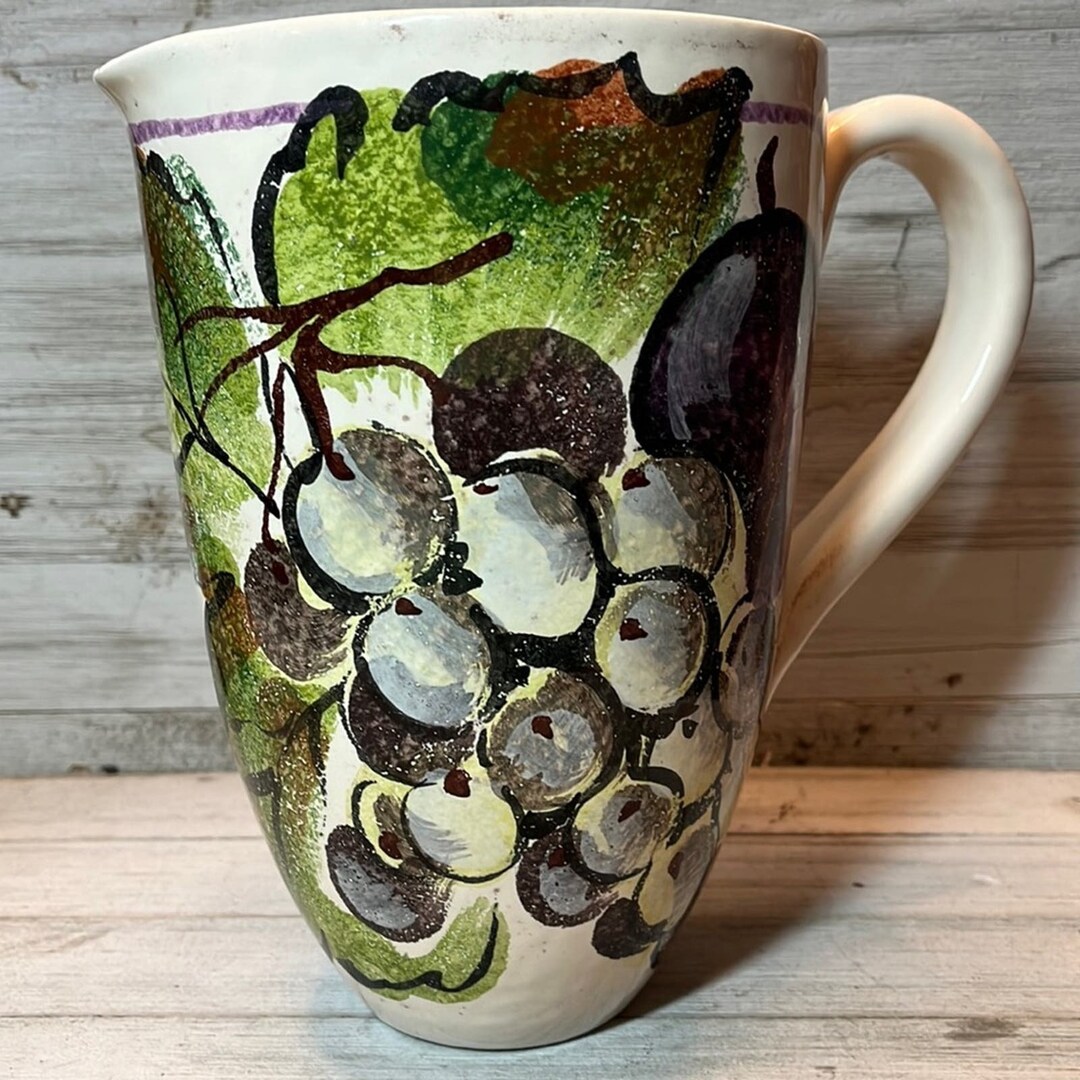 Marco E Cristina Pottery Pitcher Fruits Grape Jug 8'' Made in Italy - Etsy