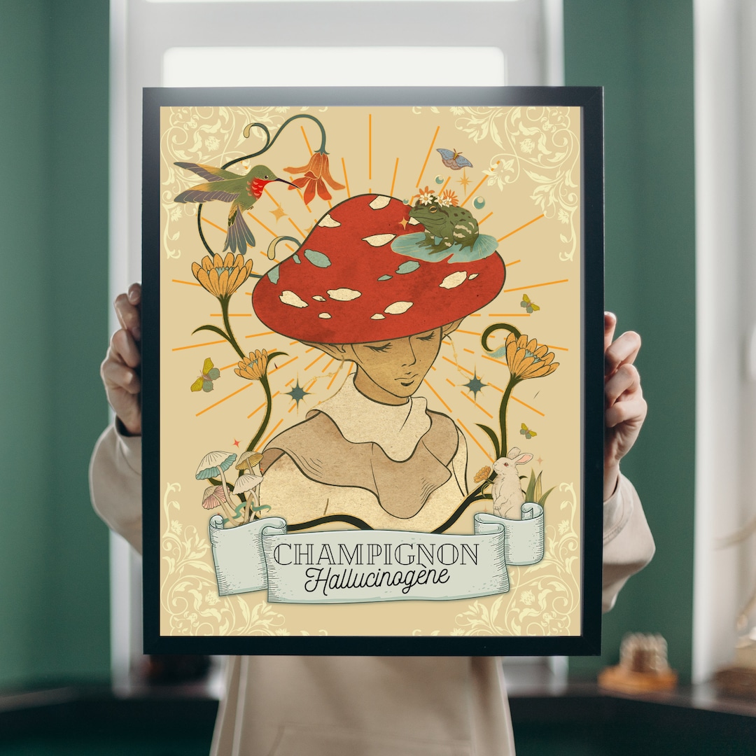 French Art Magic Mushroom Print L Created in the Style of Alphonse ...