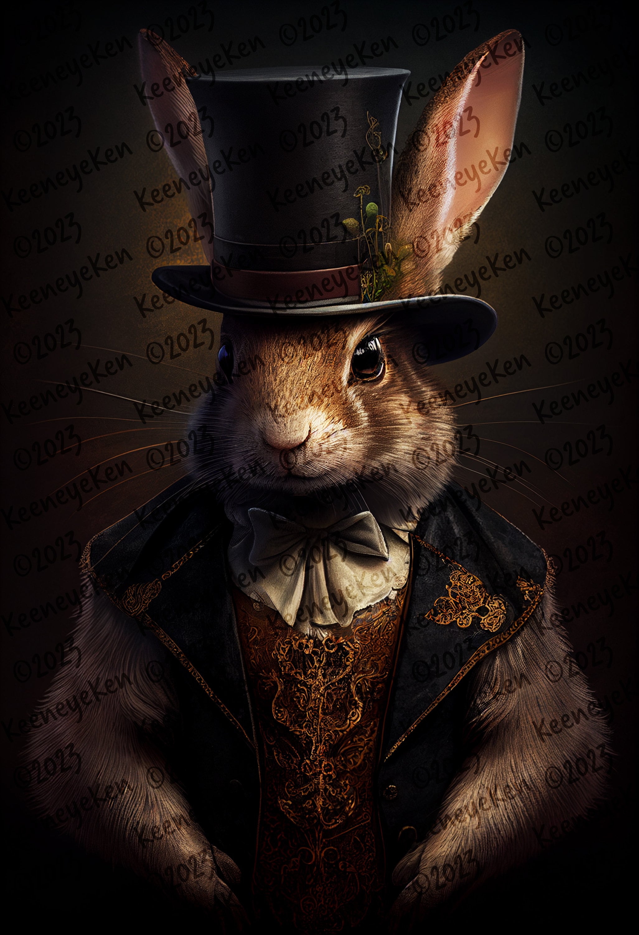 Set of 3 Fancy Dressed Rabbit Portraits, Animal Portrait Digital Files ...