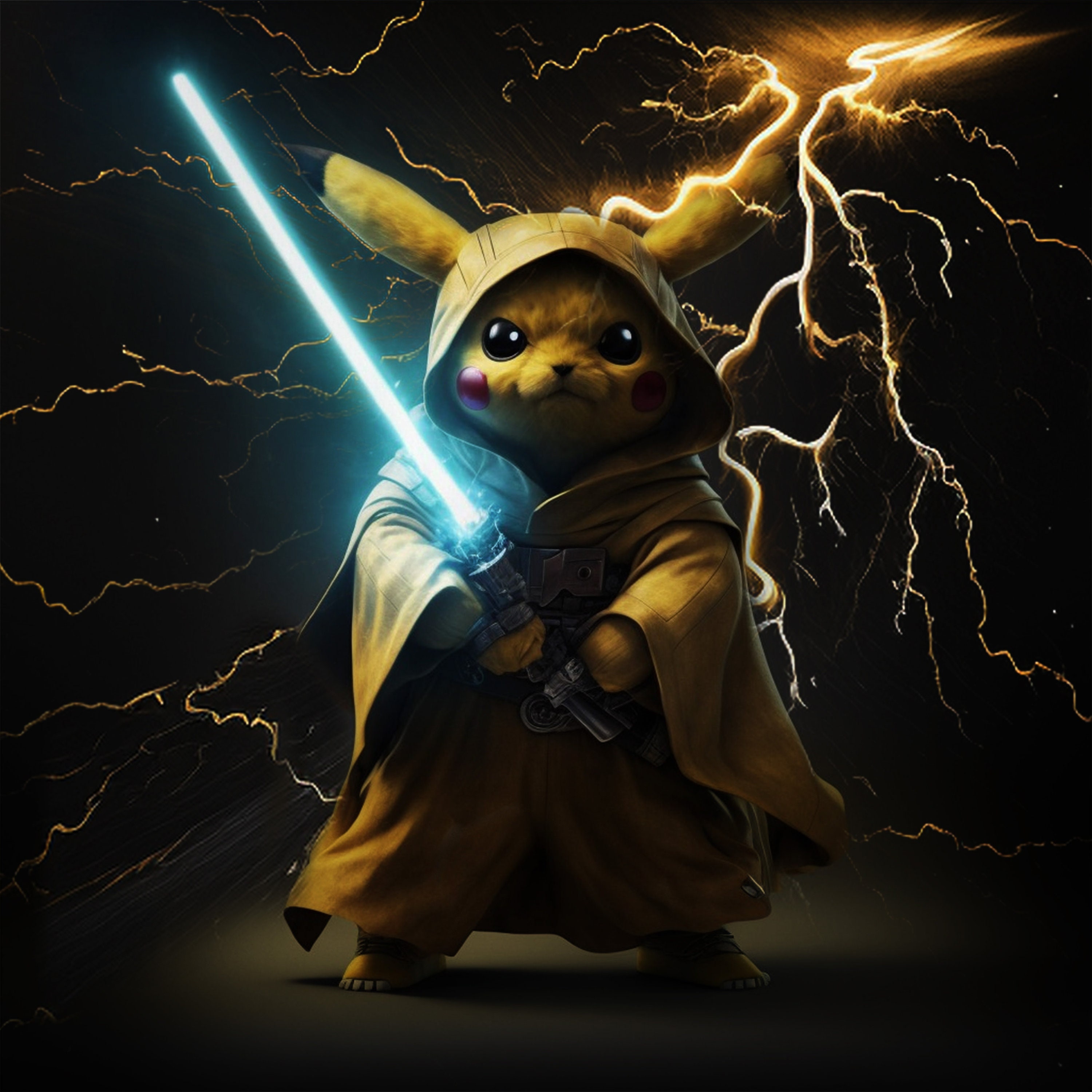 Pikachu the Jedi Holding Lightsaber Digital File JPG - Etsy