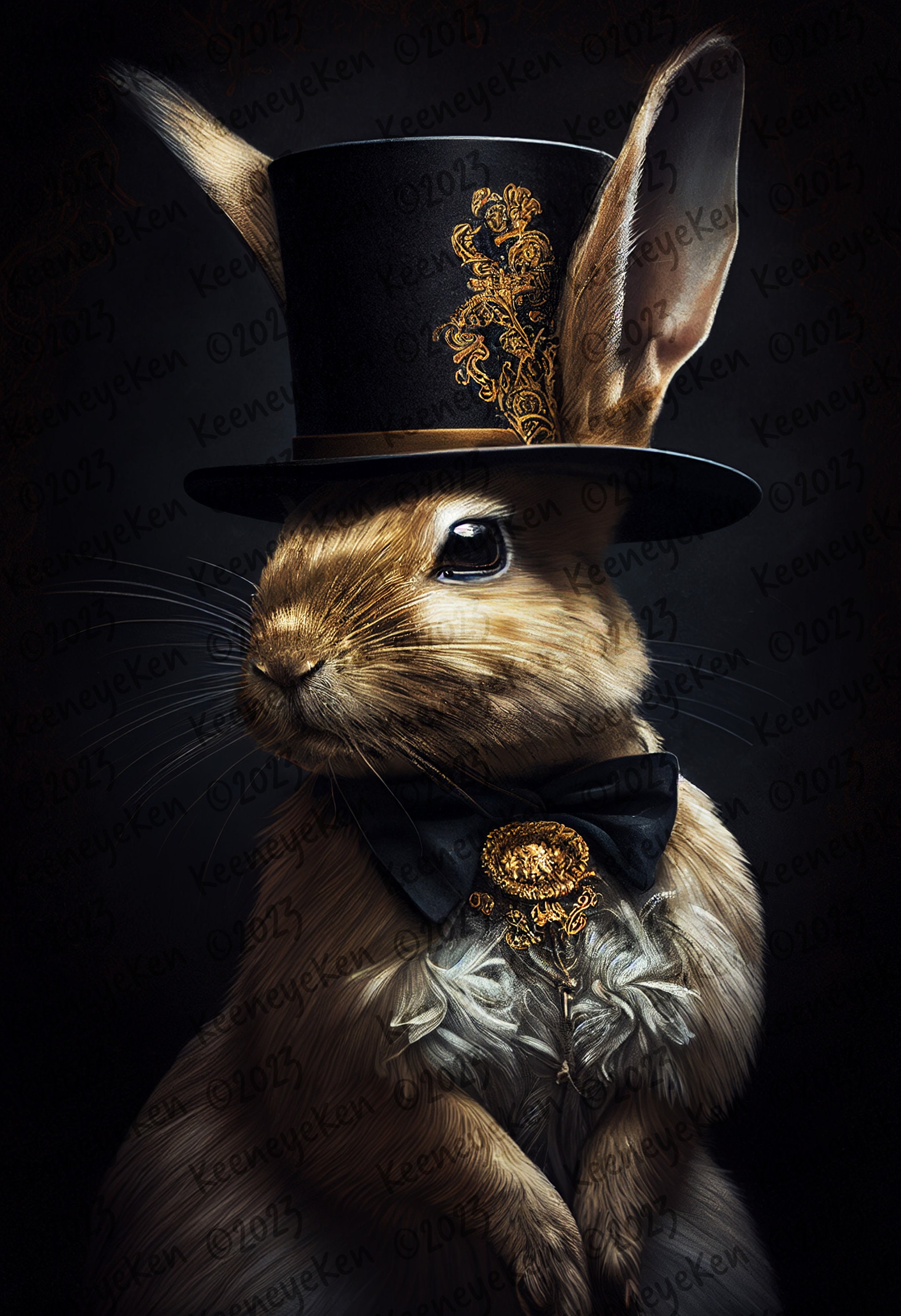 Set of 3 Fancy Dressed Rabbit Portraits, Animal Portrait Digital Files ...