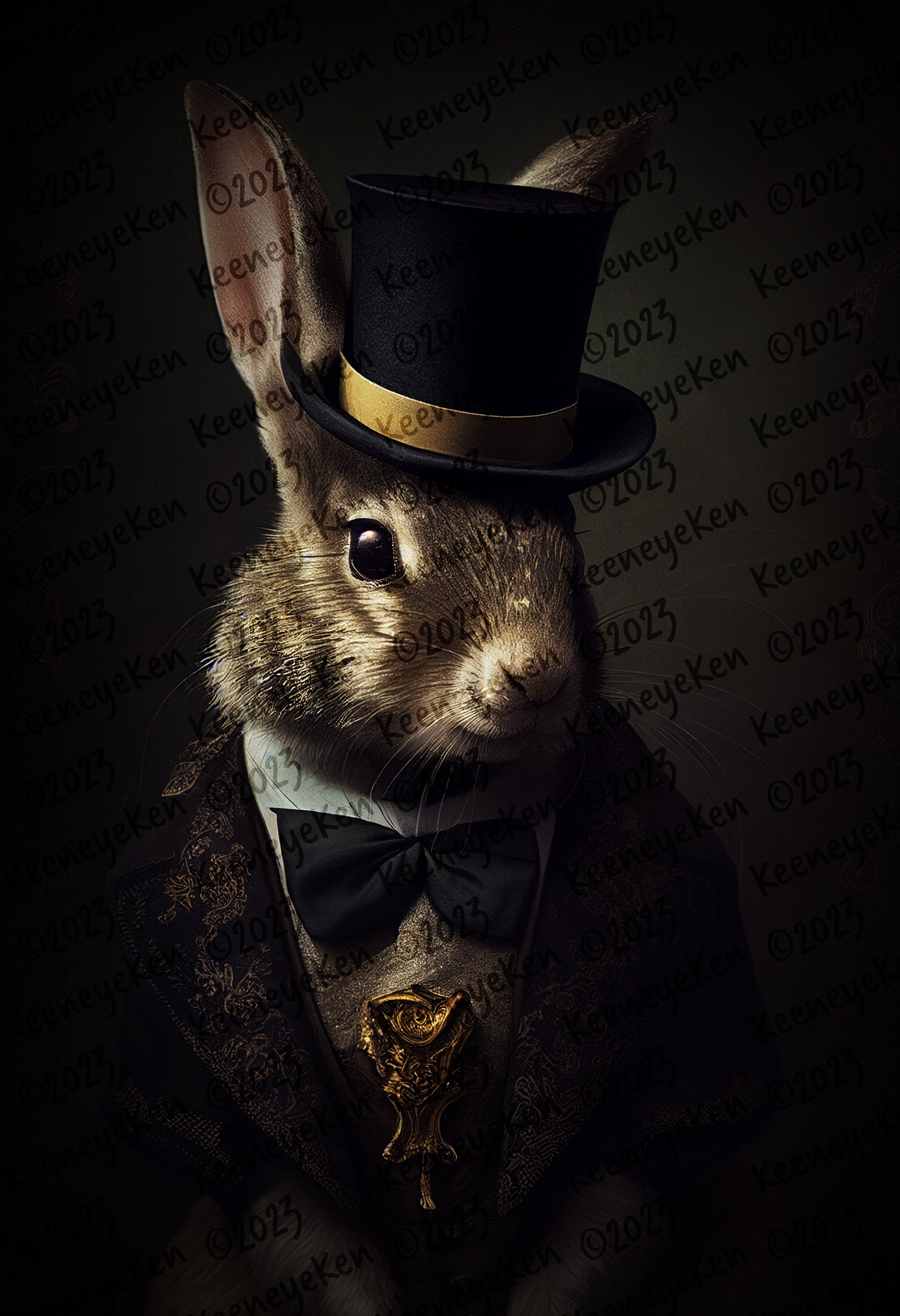 Set of 3 Fancy Dressed Rabbit Portraits, Animal Portrait Digital Files ...
