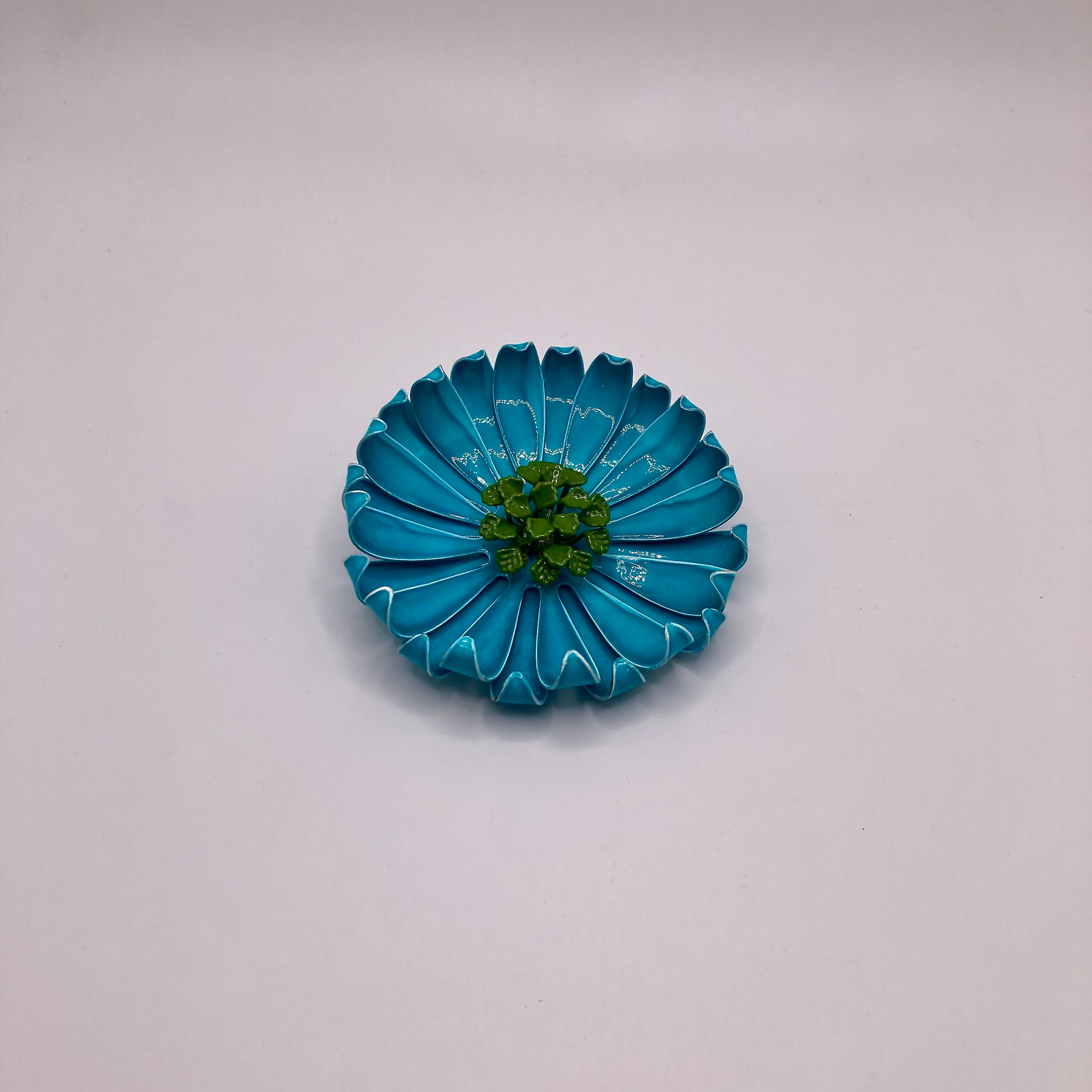 60s Large Blue Enamel Flower Pin - Etsy