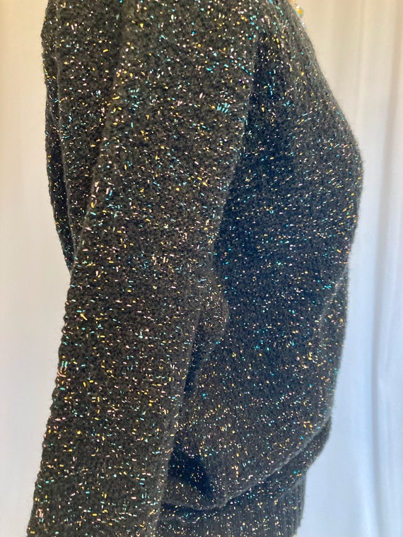 1980s Black and Metallic Sparkling Kate Collins Sweat… - Gem