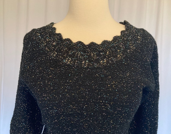 1980s Black and Metallic Sparkling Kate Collins Sweat… - Gem