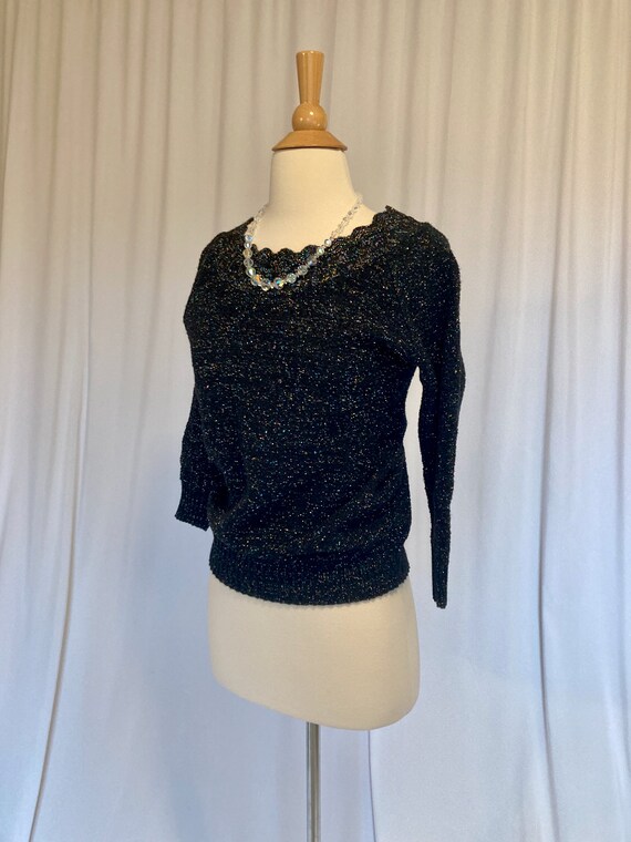 1980s Black and Metallic Sparkling Kate Collins Sweat… - Gem